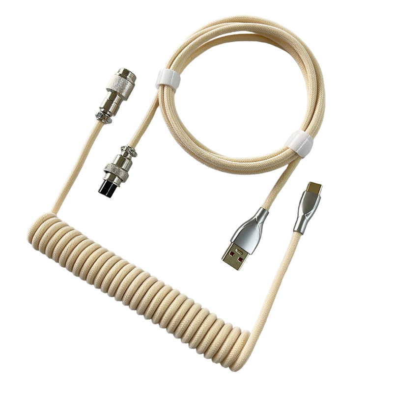 ACGAM Custom Coiled Aviator Cable USB-C Beige - WhatGeek