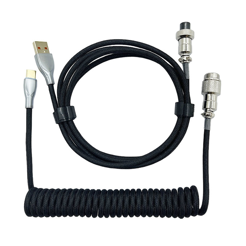 ACGAM Custom Coiled Aviator Cable USB-C Black - WhatGeek