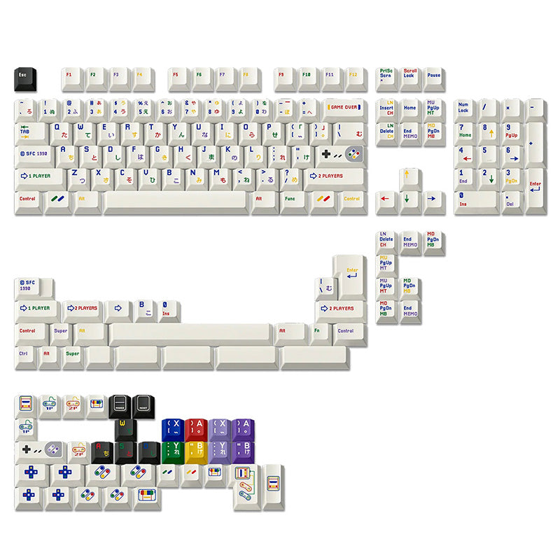 ACGAM FBB SFC 1990 Retro PBT Keycap Set Cherry Profile 171 Keys - WhatGeek