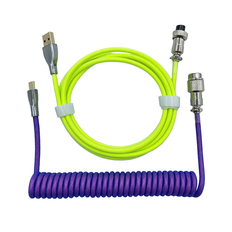 Fashion Color Matching Custom Coiled Aviator Cable USB-C Neon Green ...