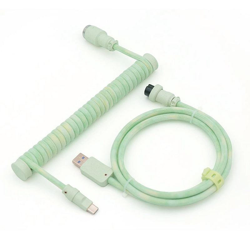 ACGAM Lemongrass Green Custom Coiled Aviator Cable USB-C- WhatGeek