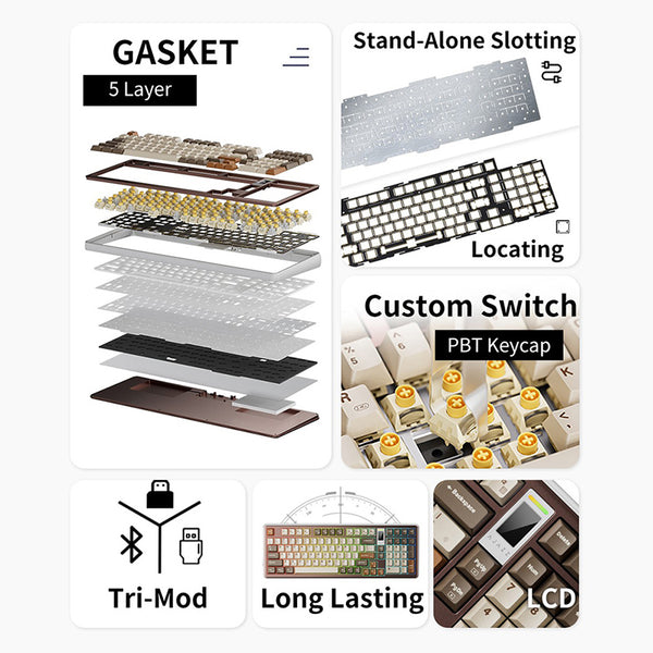 Ajazz AC100 Aluminum Wireless Mechanical Keyboard - WhatGeek