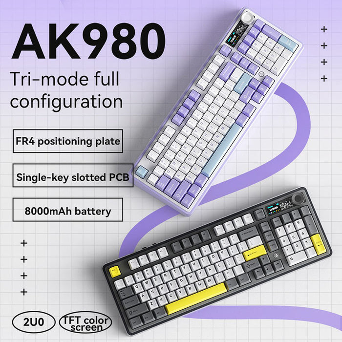 Ajazz AK980 TFT Display Wireless Mechanical Keyboard- WhatGeek