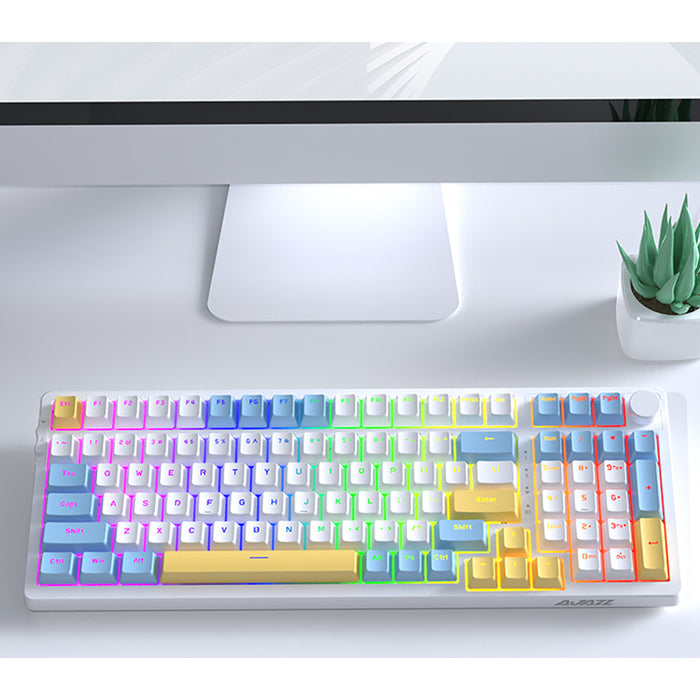 Ajazz AK992 Summer Blue Wireless Mechanical Keyboard - WhatGeek