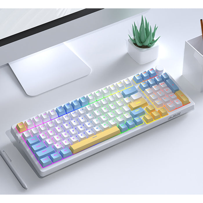 Ajazz AK992 Summer Blue Wireless Mechanical Keyboard - WhatGeek