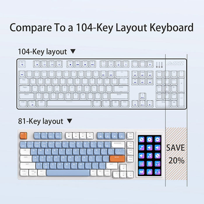 Ajazz AKP815 Big Screen Low Profile Wired Mechanical Keyboard - WhatGeek