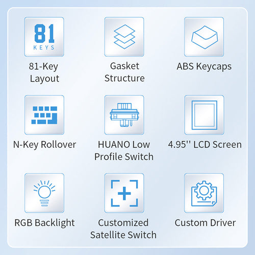 Ajazz AKP815 Big Screen Low Profile Wired Mechanical Keyboard - WhatGeek