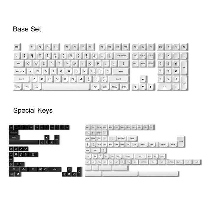 Akko Black On White Keycap Set MDA Profile 227 Keys - WhatGeek