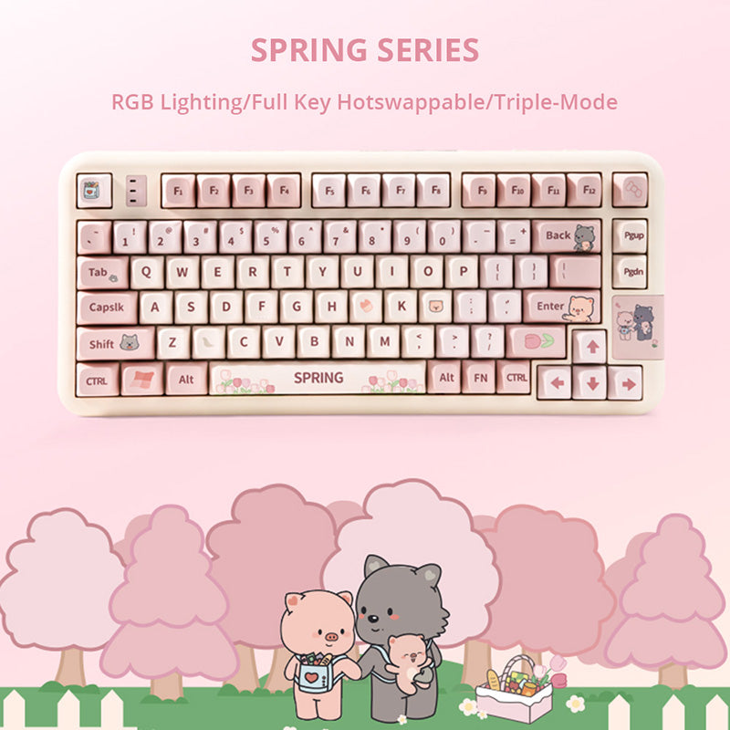 Coolkiller Spring Cute Wireless Mechanical Keyboard - WhatGeek