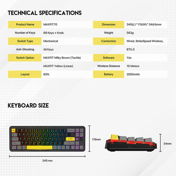 FANTECH MAXFIT70 MK911 Wireless Mechanical Keyboard - WhatGeek