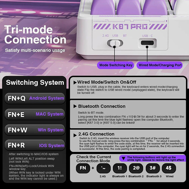 LINGBAO K87 PRO Wireless Mechanical Keyboard - WhatGeek