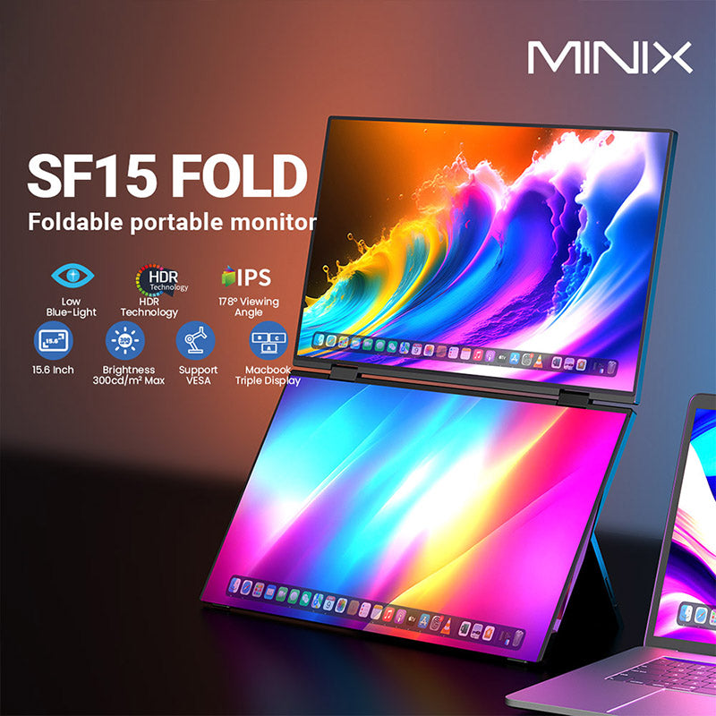 MINIX SF15 15.6" Foldable Portable Dual-Screen Monitor - WhatGeek