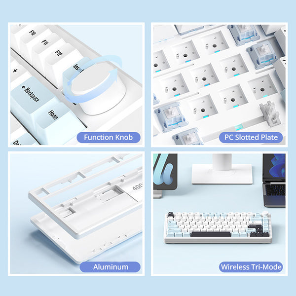 MONKA A75 Aluminum Tri-Mode Wireless Mechanical Keyboard - WhatGeek