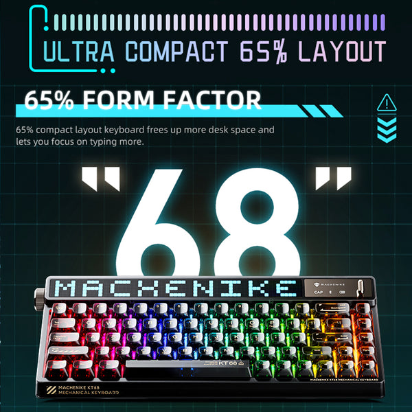 Machenike KT68 Smart Screen Hot-Swap Mechanical Keyboard - WhatGeek