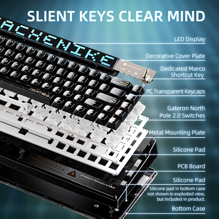 Machenike KT68 Smart Screen Hot-Swap Mechanical Keyboard - WhatGeek