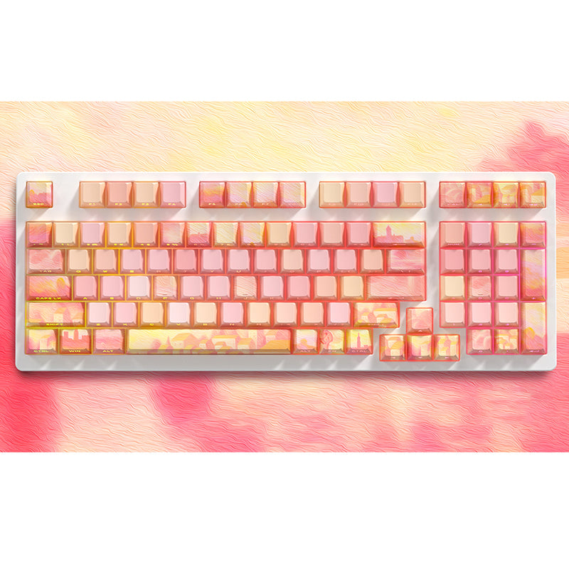 PIIFOX CKC-02 Pink Oil Painting OEM Profile Keycaps 130 Keys Side ...