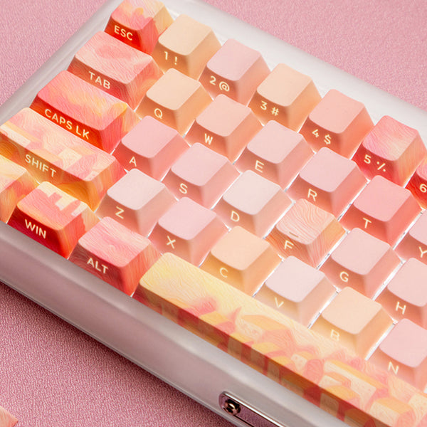 PIIFOX CKC-02 Pink Oil Painting OEM Profile Keycaps 130 Keys Side ...