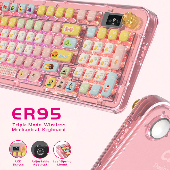 PIIFOX ER95 Triple-Mode Wireless Mechanical Keyboard With LCD Screen ...