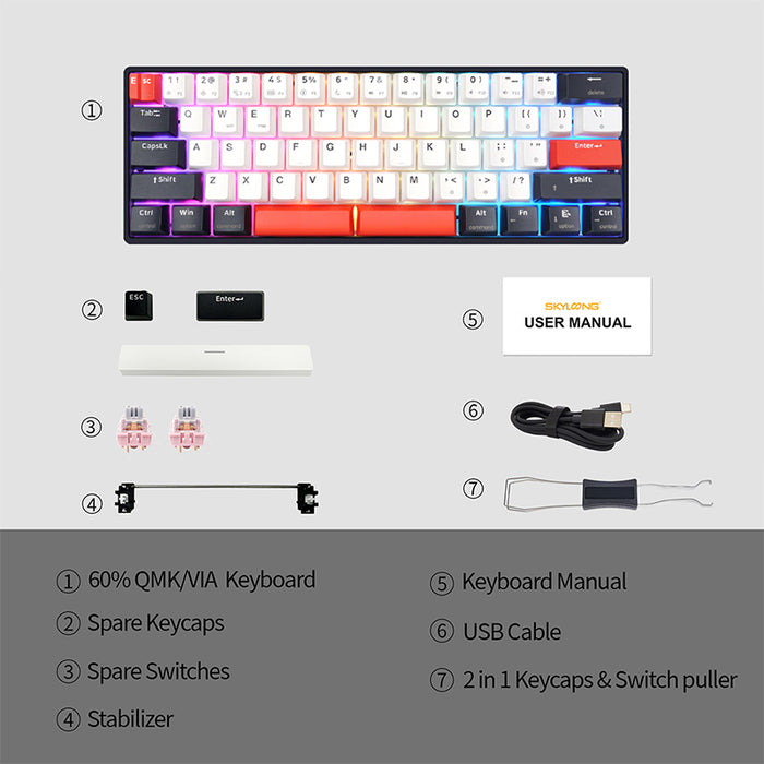 SKYLOONG GK61 QMK/VIA Wireless Mechanical Keyboard - WhatGeek