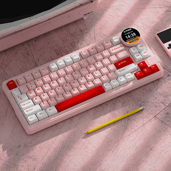 VTER K75 Mechanical Keyboard with Multifunctional Knob Display - WhatGeek