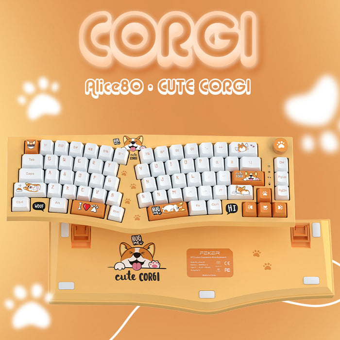 FEKER Alice80 Corgi Mechanical Keyboard with Wood Wrist Rest- WhatGeek